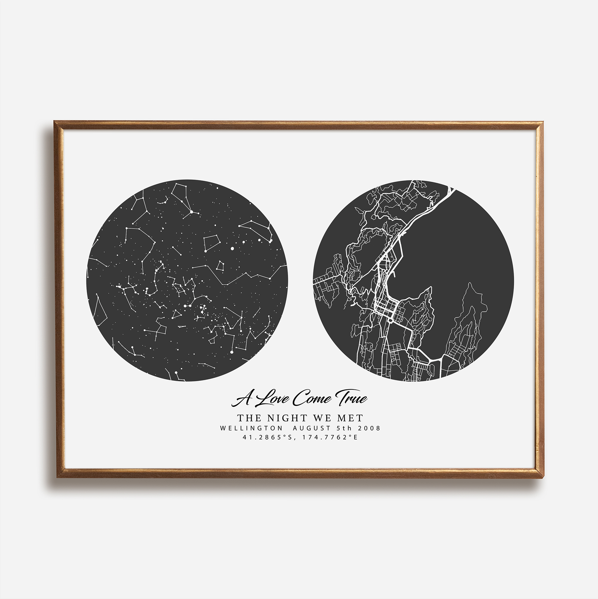 Star & Location Map (style A) - unique, personalised print