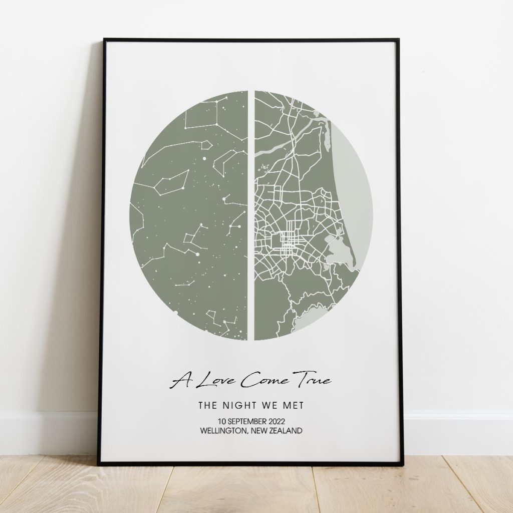 Star & Location Map (style B) - unique, personalised print